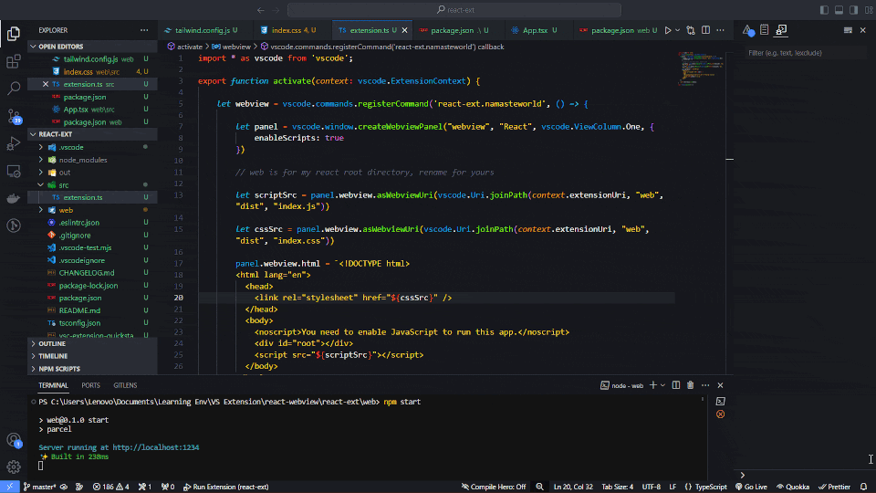 如何使用 React、TypeScript、Tailwind 创建 VS Code 扩展-哈德森博客